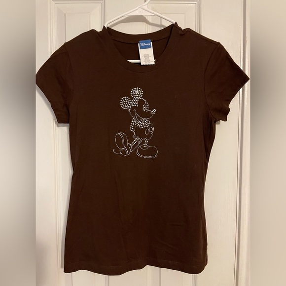 Disney | Tops | Mickey Mouse Disney Womens Cut M Chocolate Brown Shirt ...